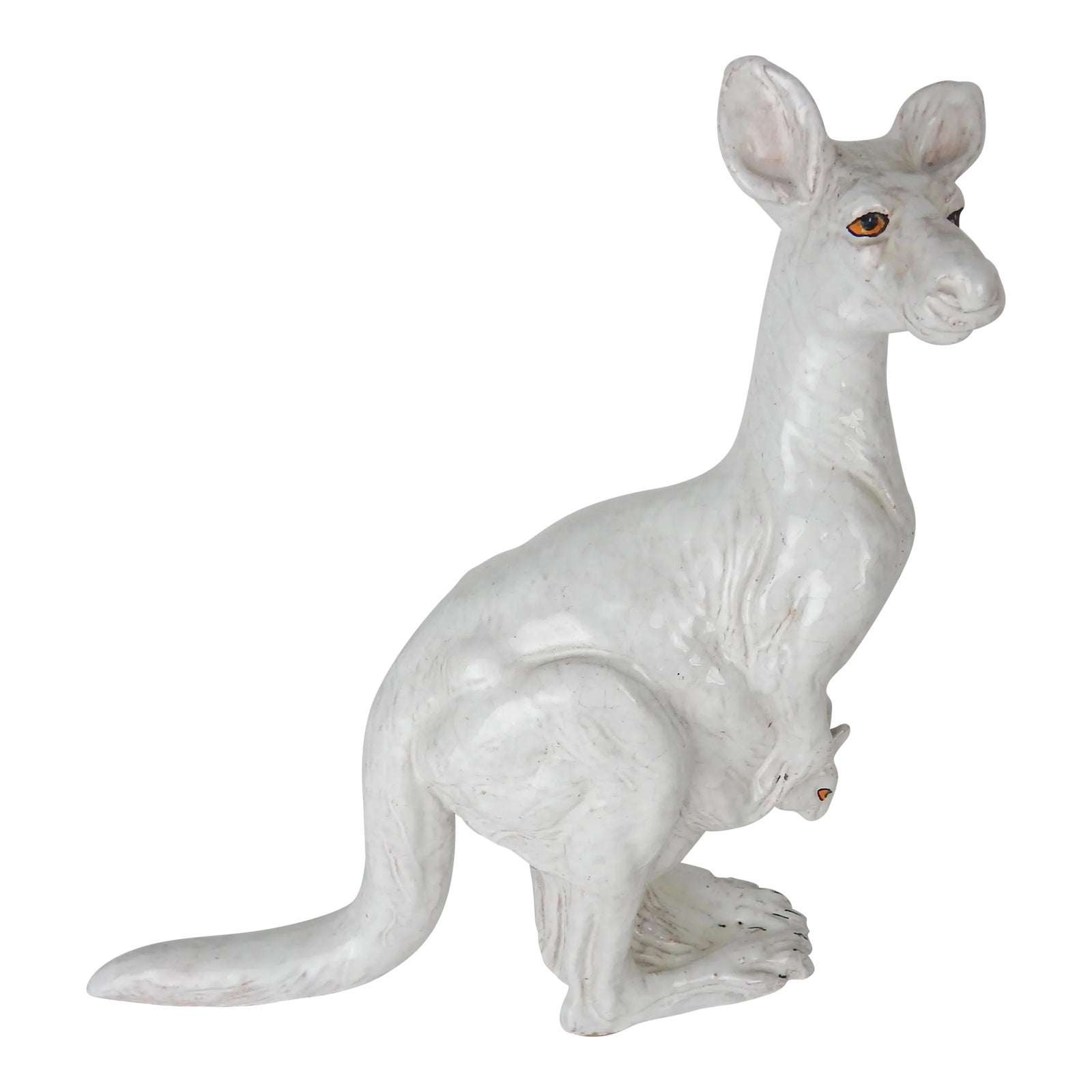 Mid-Century Italian Ceramic Kangaroo Ceramic Figure With Joey | Chairish