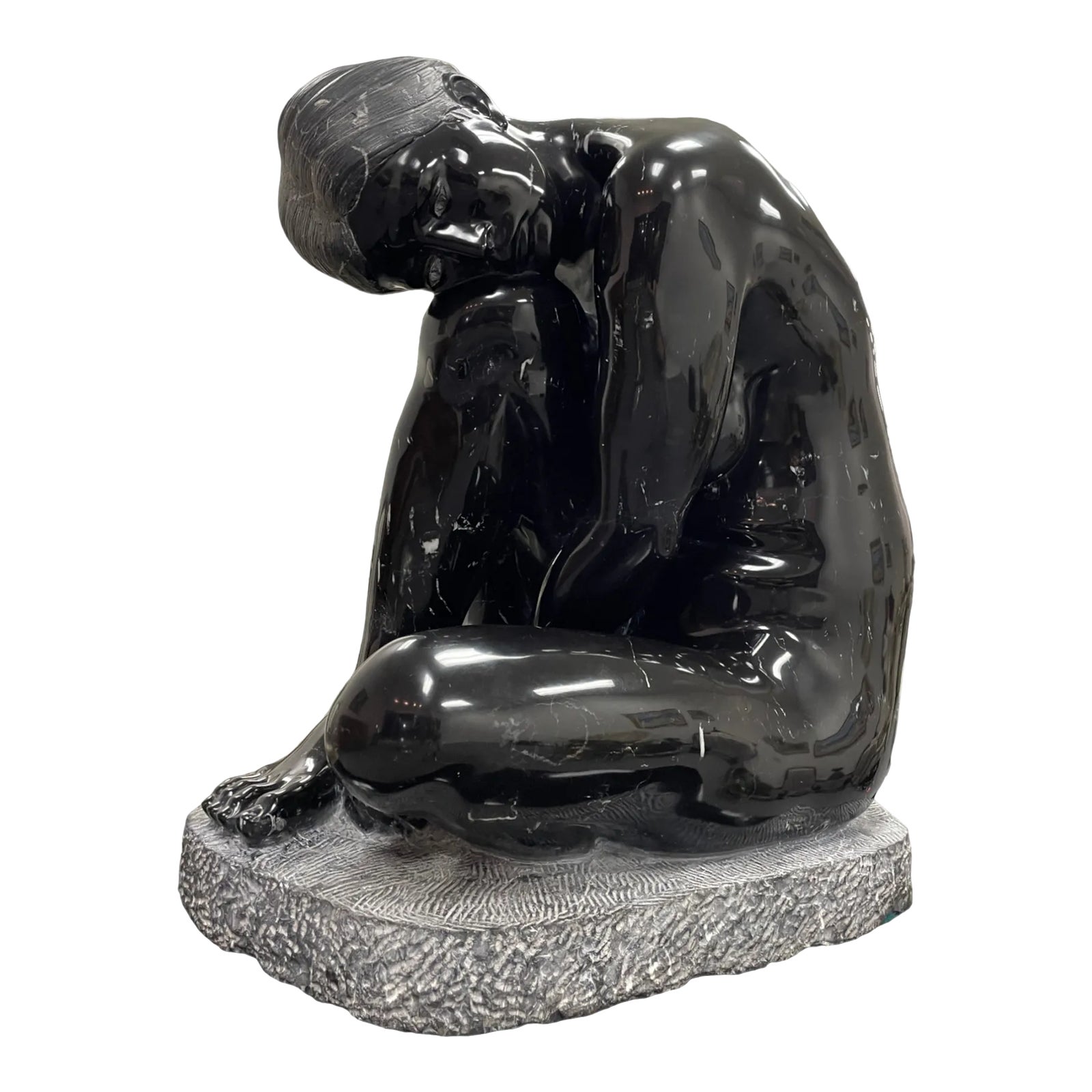 1980s Figurative Sculpture of Seated Woman in Crouched Pose | Chairish