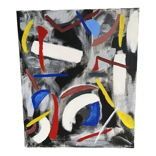 1980s Abstract Acrylic Painting on Canvas | Chairish