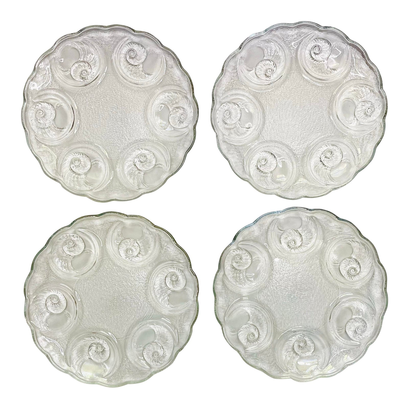 Vintage Spiral Shell Plates- Set of 4 | Chairish