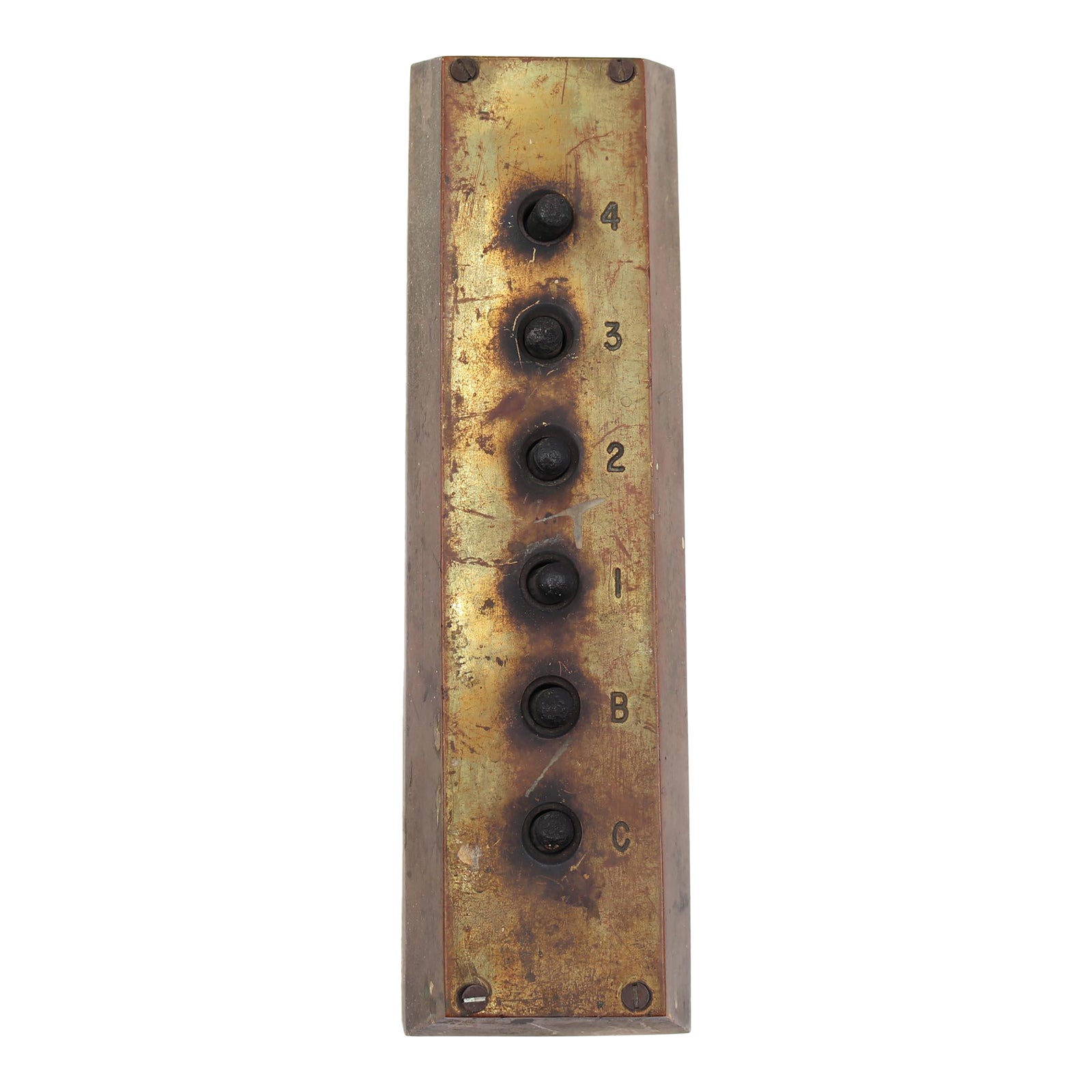 Vintage Six Button Brass Elevator Panel | Chairish