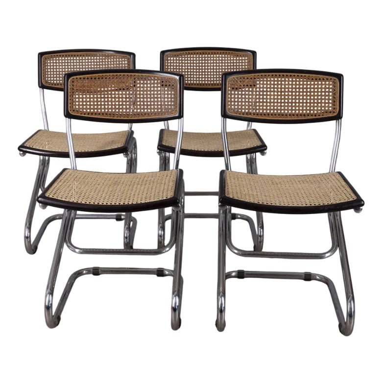 Vintage Italian Chrome Metal and Vienna Straw Chairs, 1960s, Set of 4 ...