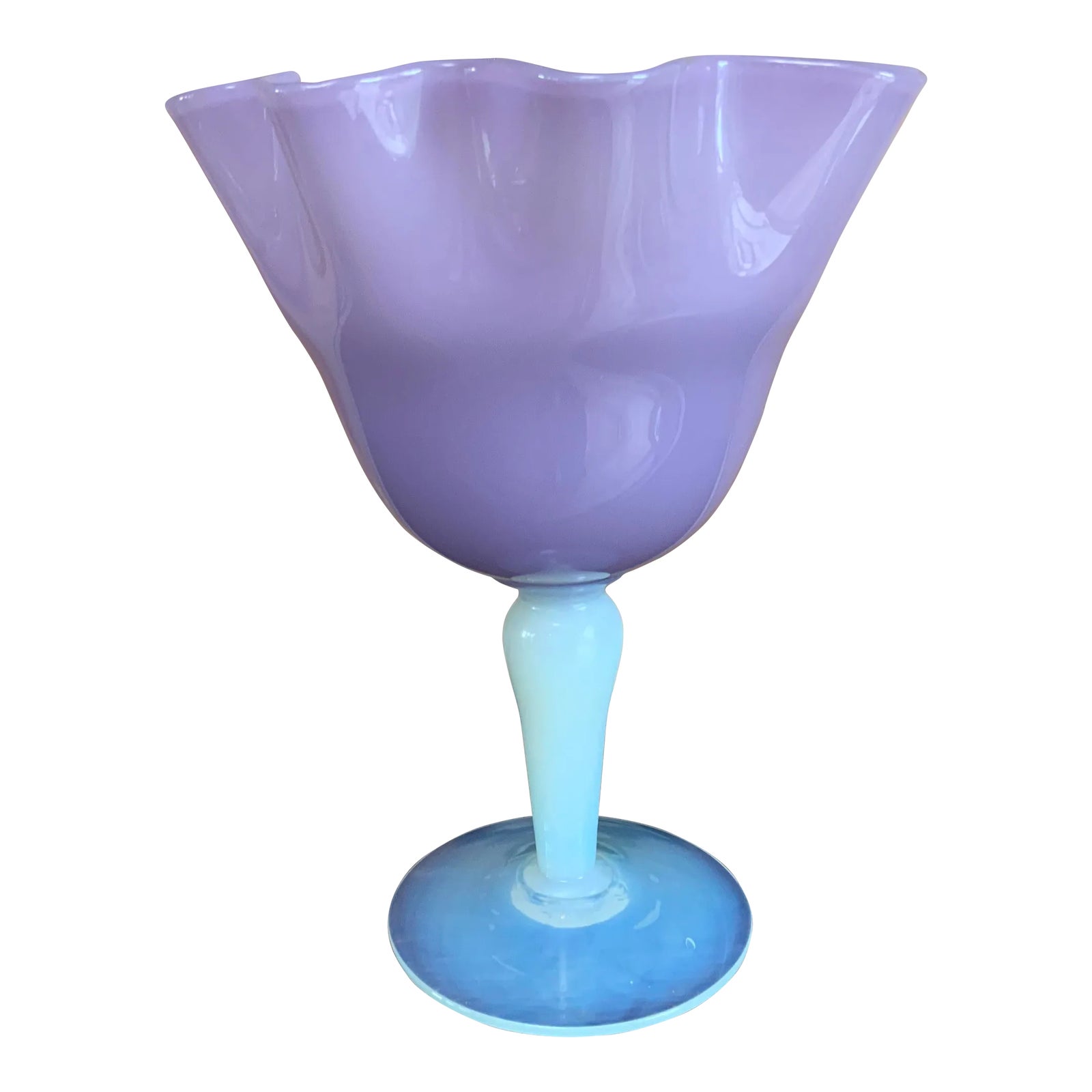 1950s Large French Lavender & White Opaline Vase | Chairish