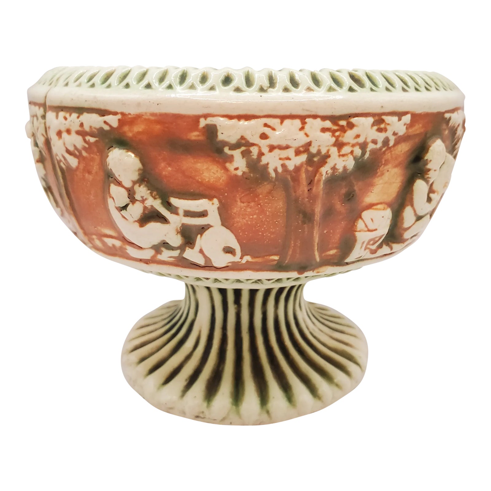 1920s Roseville Pottery Donatello Footed Compote Planter | Chairish