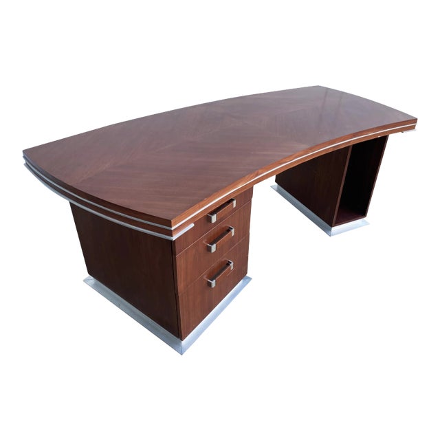 1990s Modern Partner Desk with Aluminum Trim | Chairish