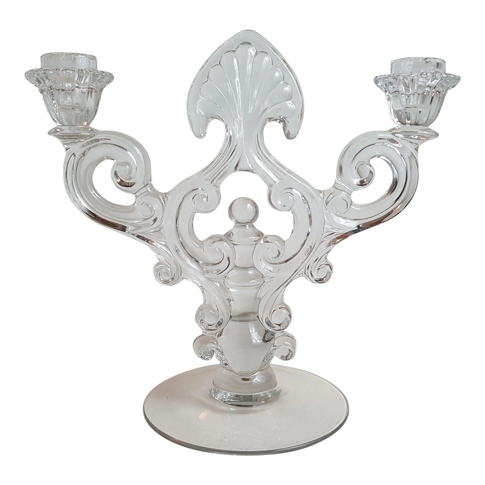 Cambridge Crystal 1441 Glass Key Hole Candelabrum | Chairish