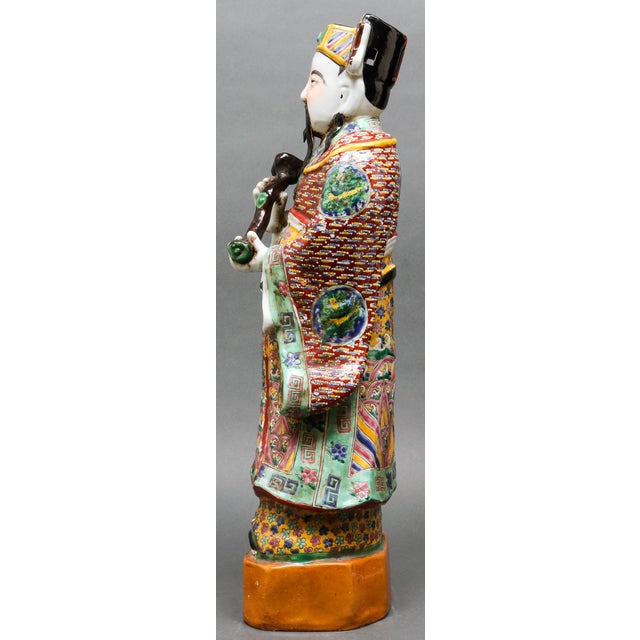Chinese Tall Polychrome Ceramic Glazed Immortal Lu Figure | Chairish