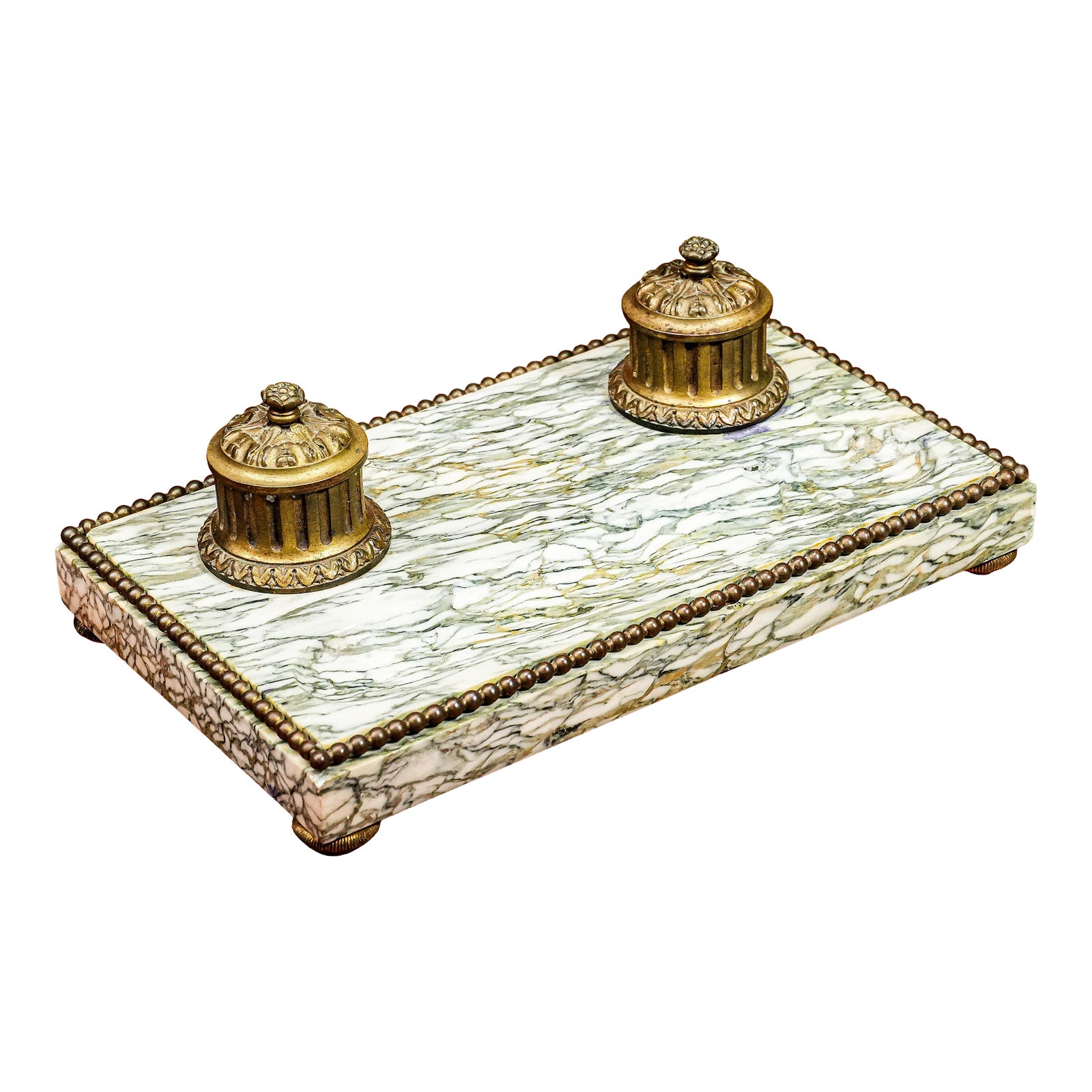 Mid 19th Century French Empire Style Antique Marble Bronze Double ...