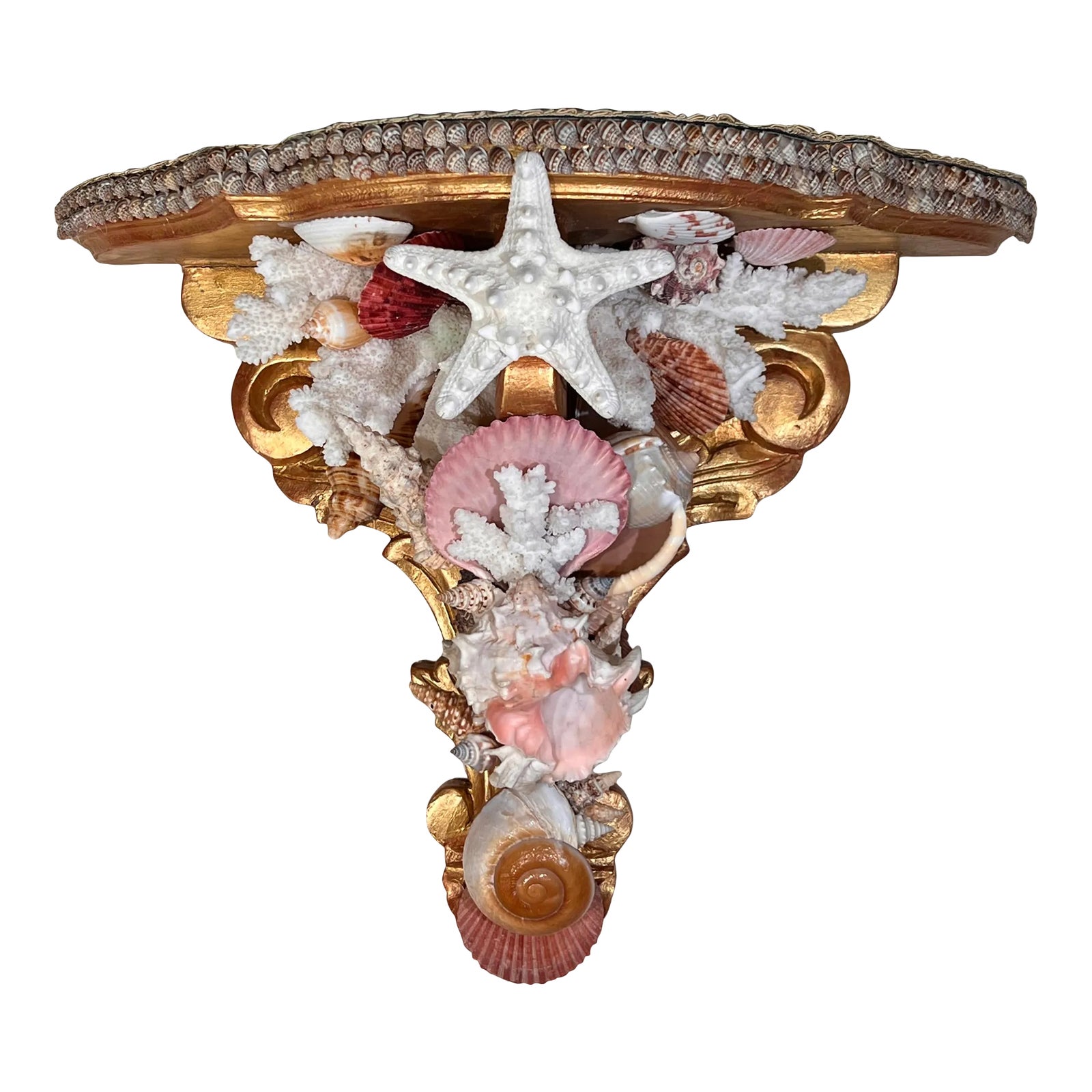 Italian Grotto Baroque Style Carved Giltwood Wall Bracket With Vintage ...