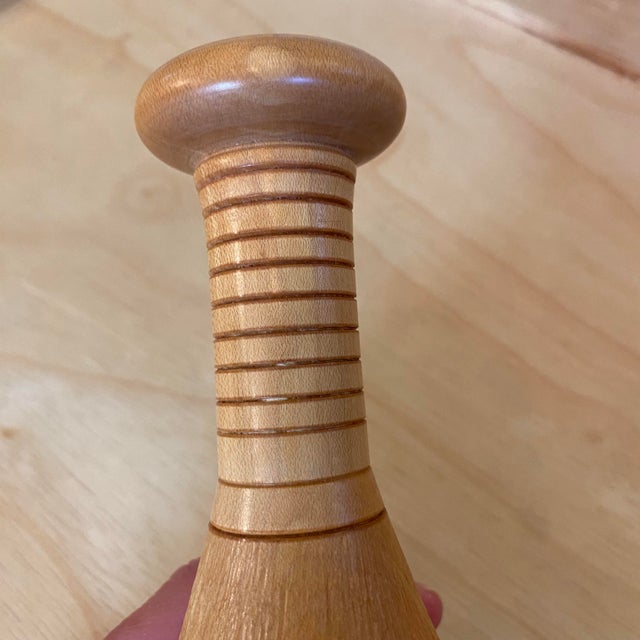 Early 21st Century Hard Maple Wood Turned Small Beaker Bud Vase With ...