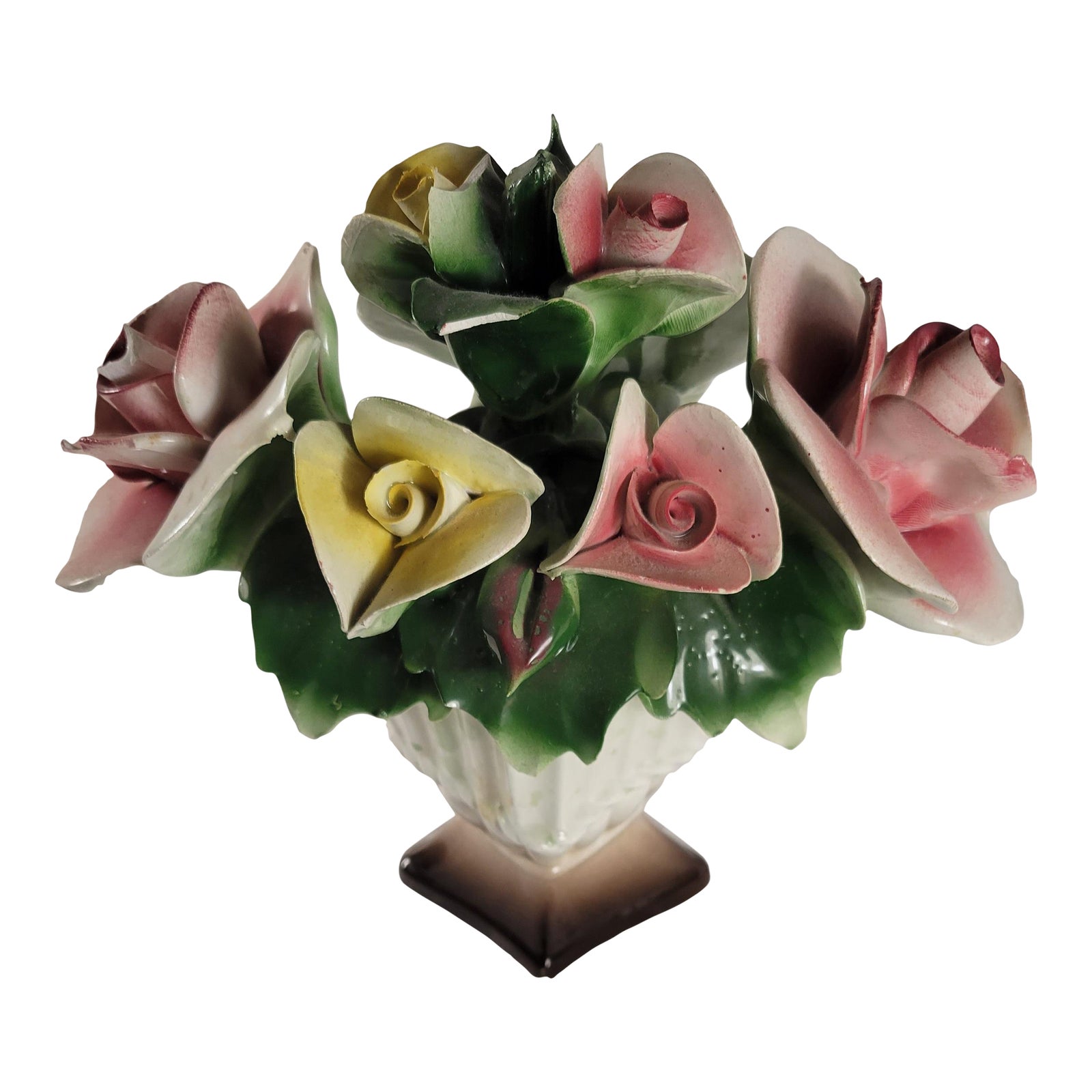 Vintage Capodimonte Porcelain Rose Bouquet | Chairish