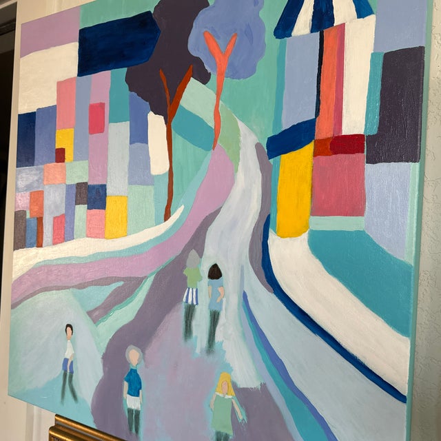 Original Abstract Street Scene Painting | Chairish