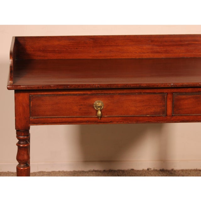 Small Writing Table with Two Drawers in Mahogany | Chairish