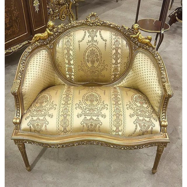 Rococo Style Big Gold Chair With Angel Details | Chairish