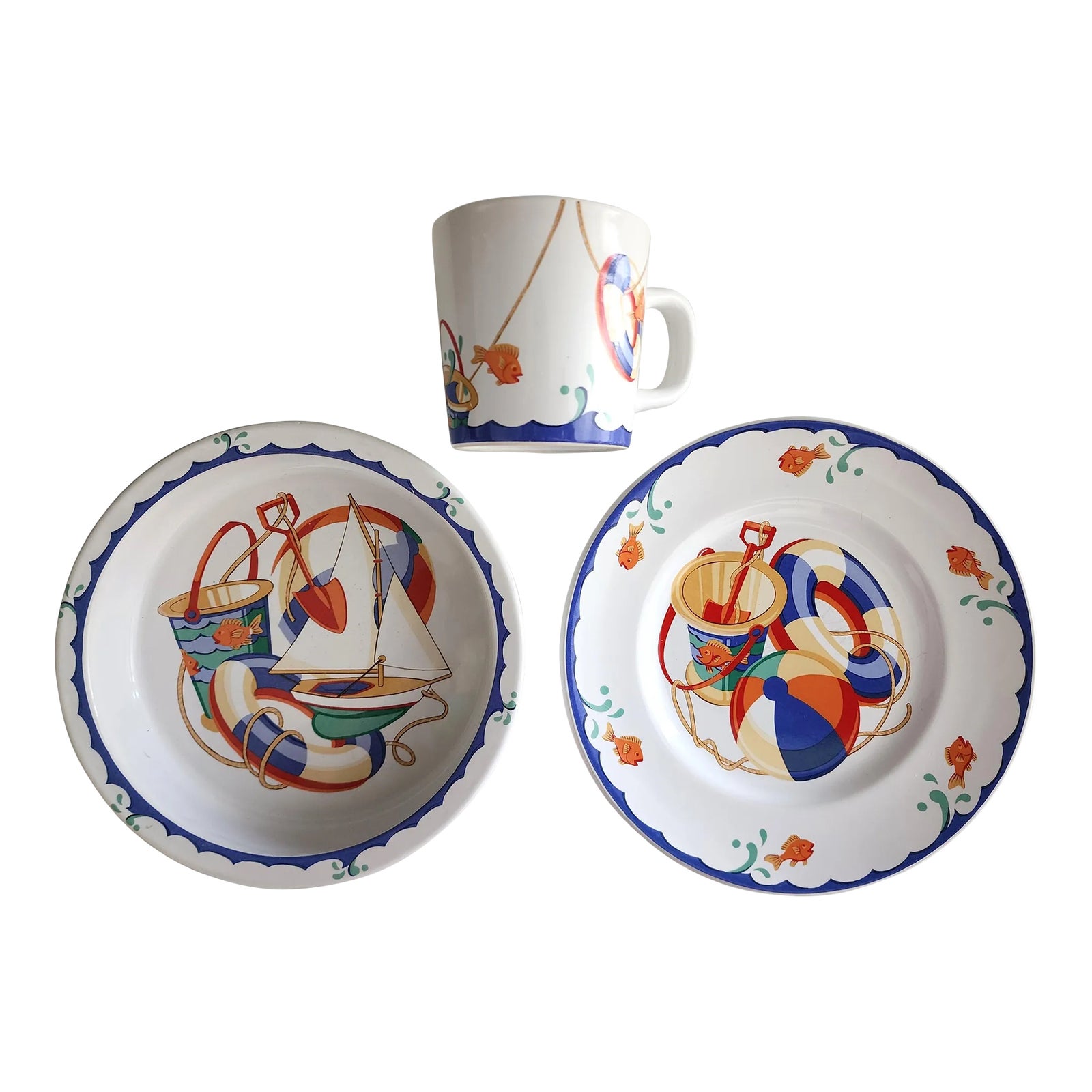 1990s Tiffany & Co. Seashore Childs Dinnerware Set- 3 Pieces | Chairish