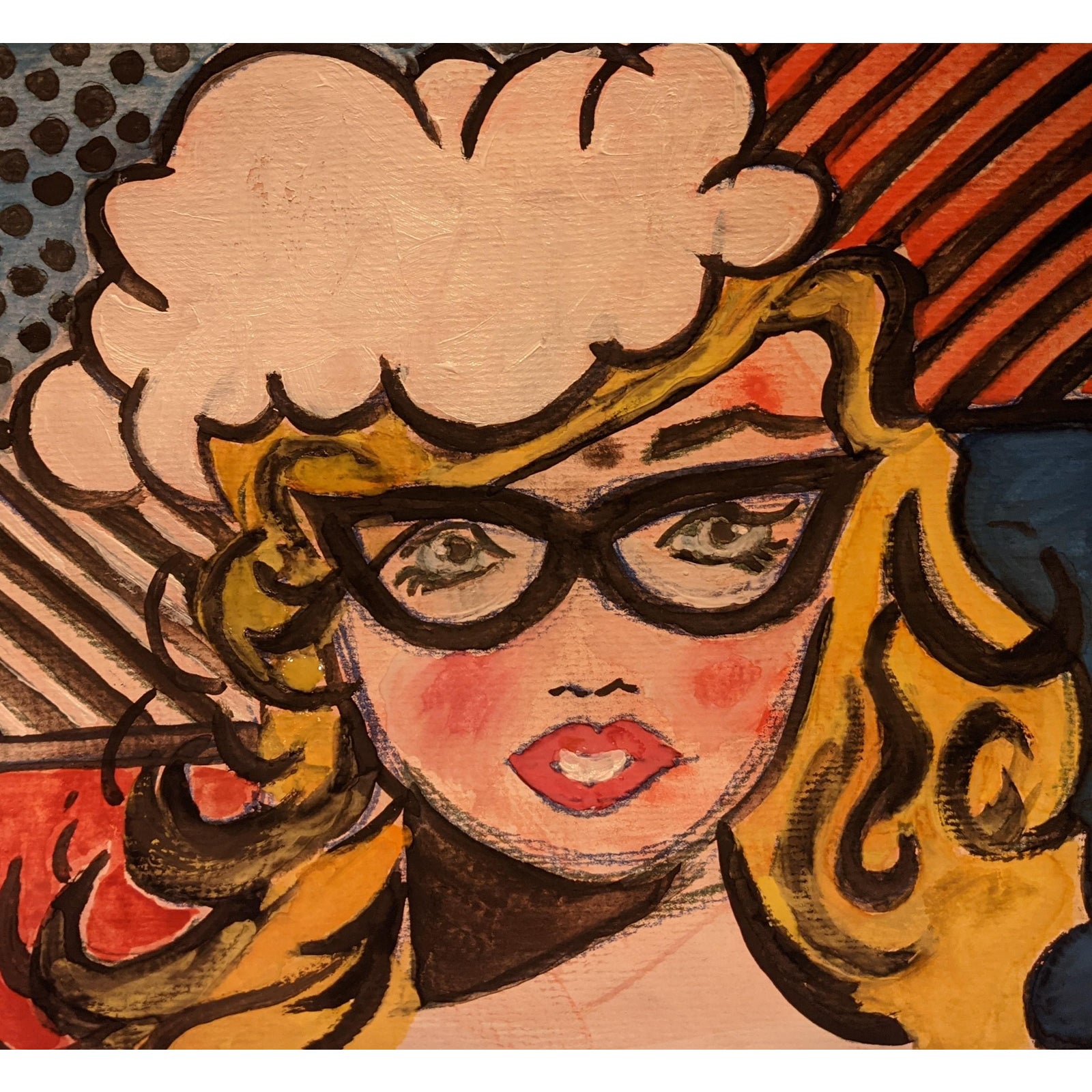 Contemporary Pop Art Style Mixed-Media Portrait Painting | Chairish