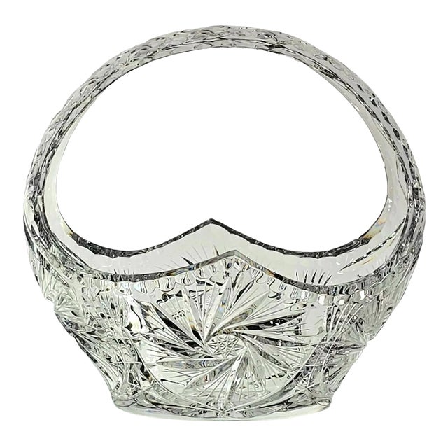 Huge Pinwheel Crystal Hand Cut Glass Easter Basket | Chairish