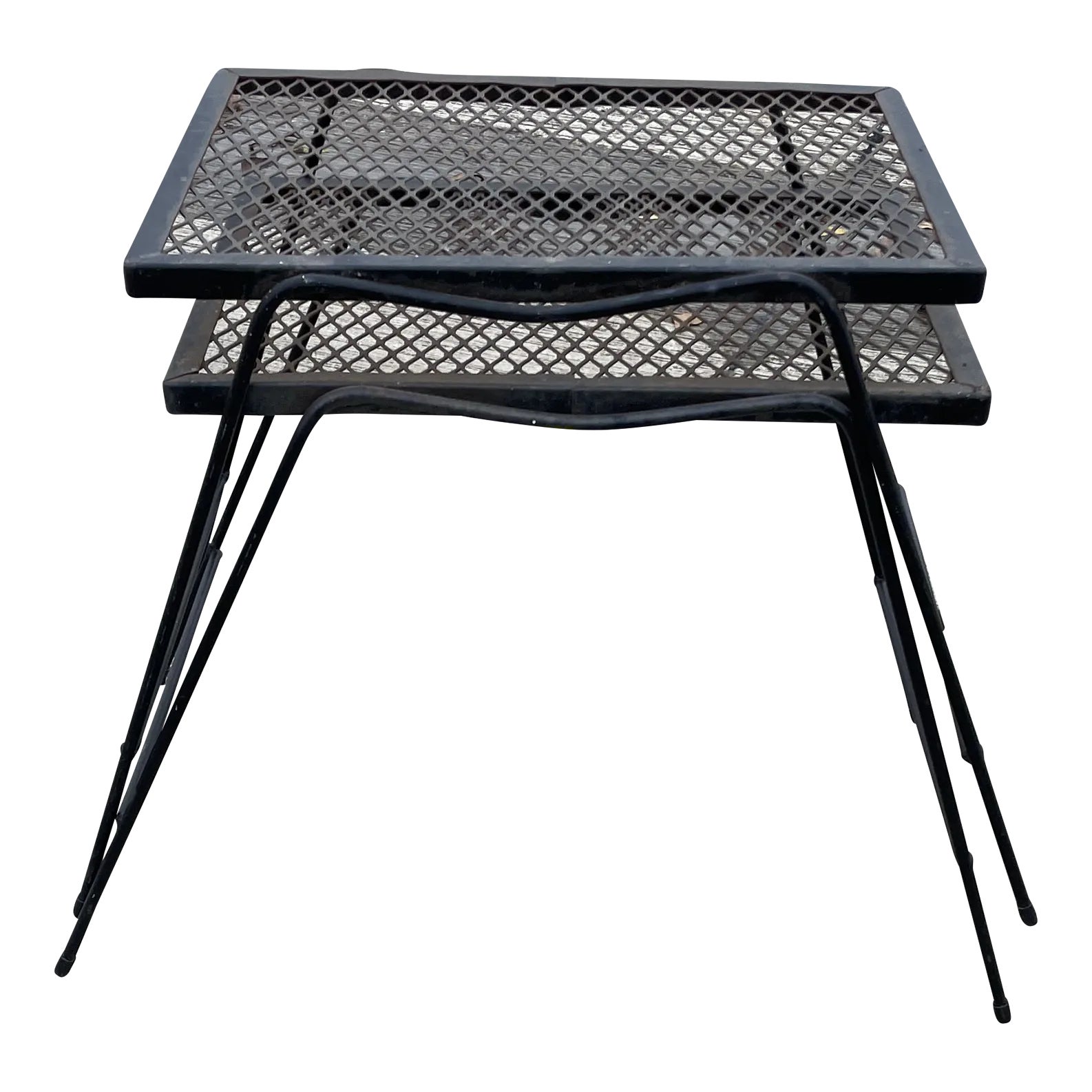 Wrought Iron Stacking Side Table in the Style of Woodard - a Pair ...