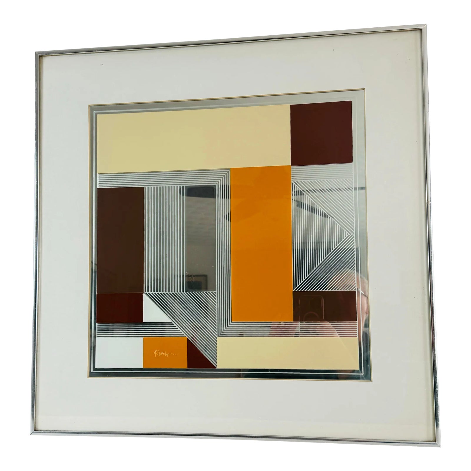 Vintage 1970s Greg Copeland Pop Art Geometric Mirror Wall Art | Chairish
