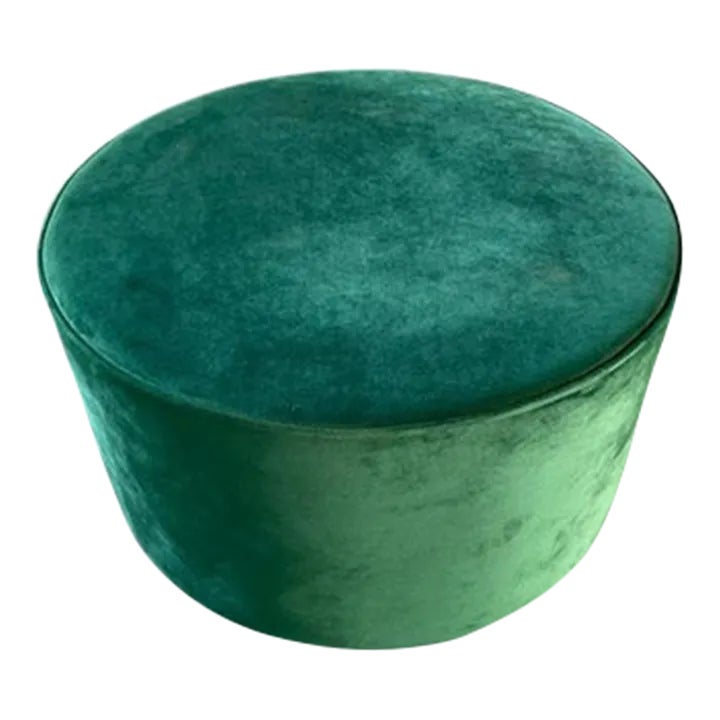 Modern Green Velvet Ottoman | Chairish