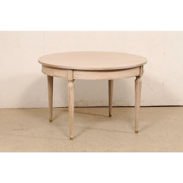 Mid 20th Century French Round Table With Fluted Legs | Chairish