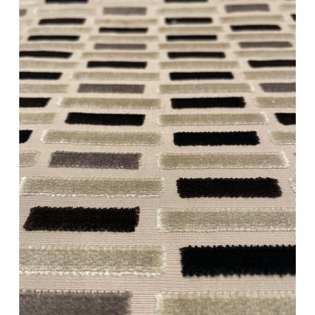 Caracole Modern Gray and Black Cut Velvet Geometric Designer Fabric ...