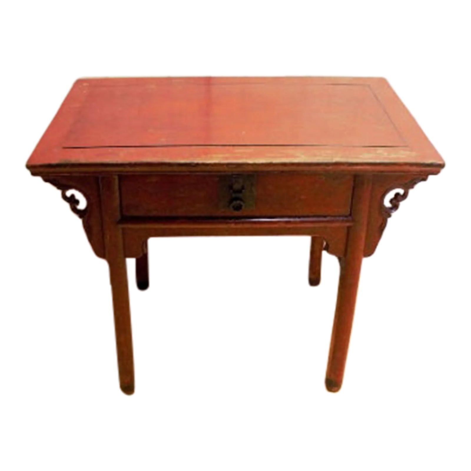 Antique Country-Style Chinese Red Lacquer Altar Desk | Chairish