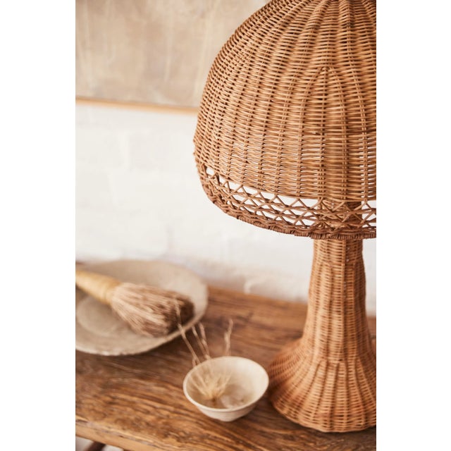 Vintage Inspired Augusta Table Lamp in Woven Rattan | Chairish