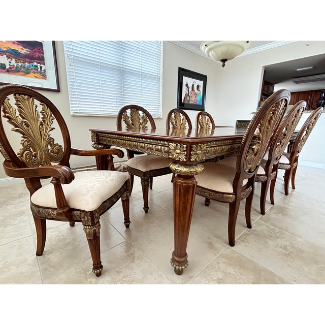 Late 20th Century Classic Solid Wood Dining Room Table - Set of 9 ...