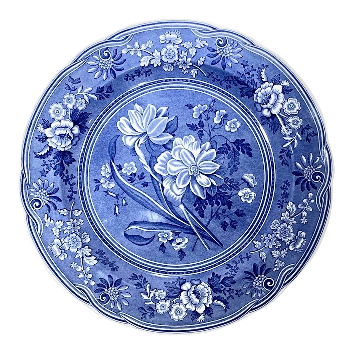 1960s The Spode Blue Collection Botanical Serving Plate | Chairish