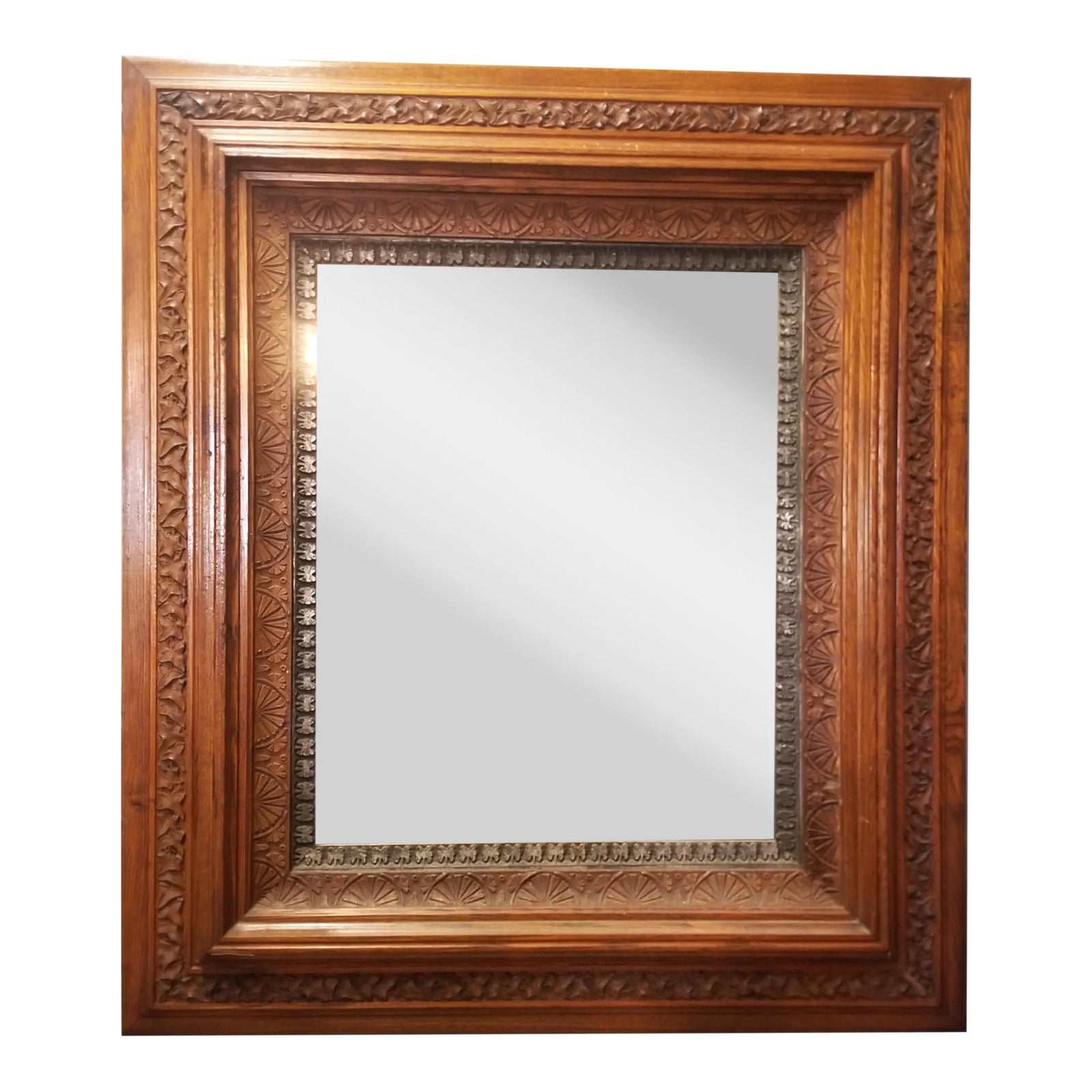 Antique Frame Wooden Wall Mirror With Ivy Detail | Chairish