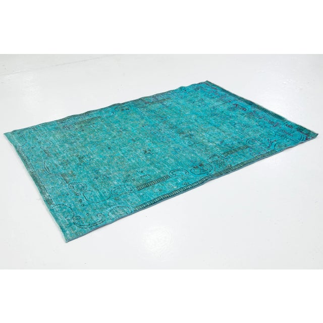 Handmade Turquoise Persian Overdyed Wool Rug With Allover Pattern 4 X 6 ...