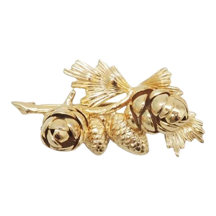 Vintage 1950s Signed Napier 3D Acorns Brooch | Chairish