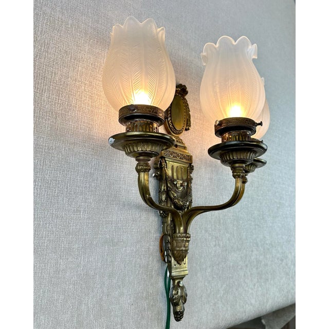 Antique French Victorian Style Bronze Wall Sconces | Chairish