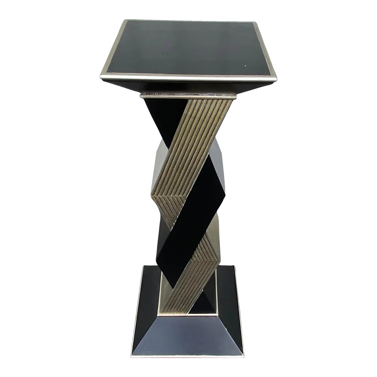 1990s Pedestal Column Pillar Stand With Zig-Zag Design | Chairish