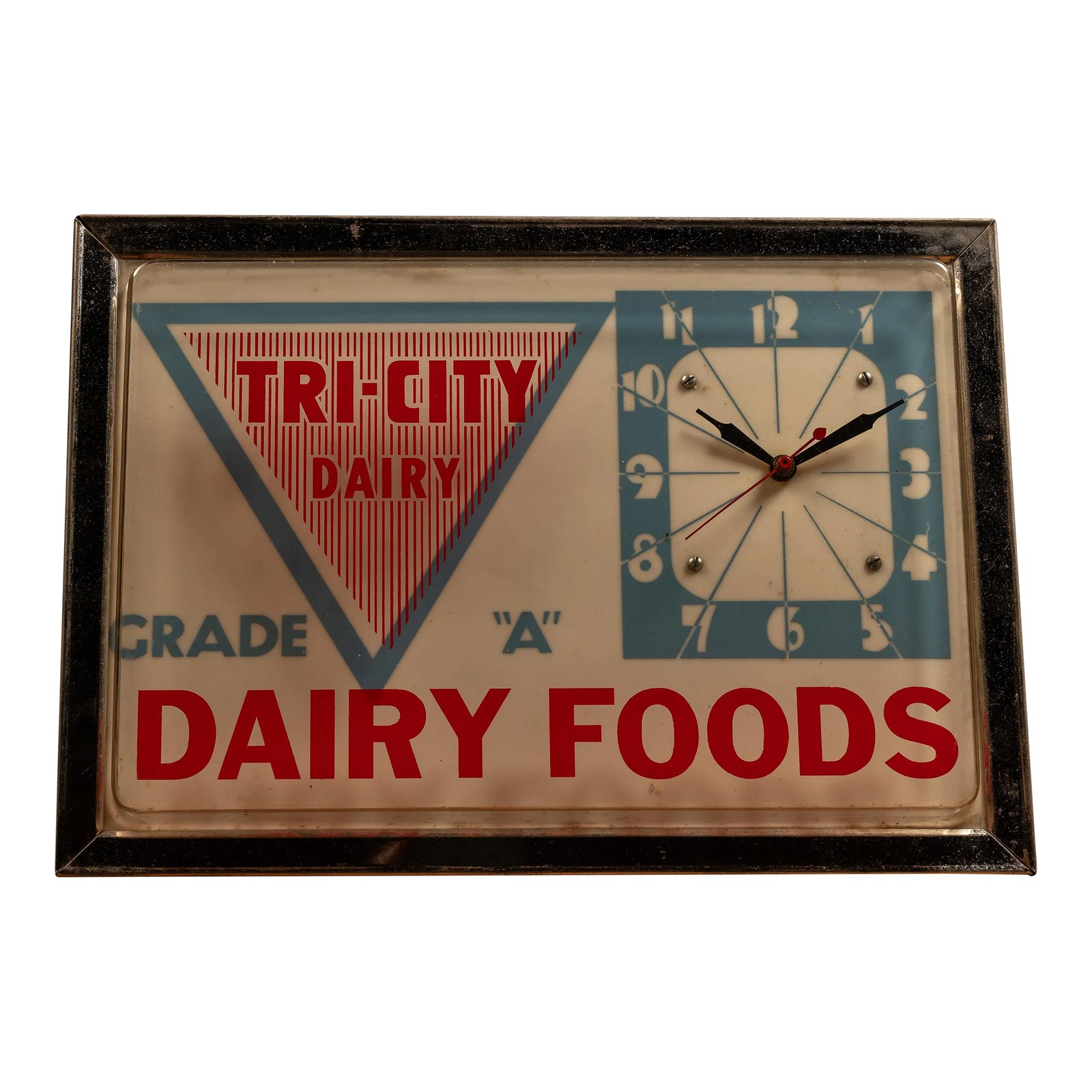 1950s Tri-City Dairy Lighted Blinking Advertising Clock | Chairish