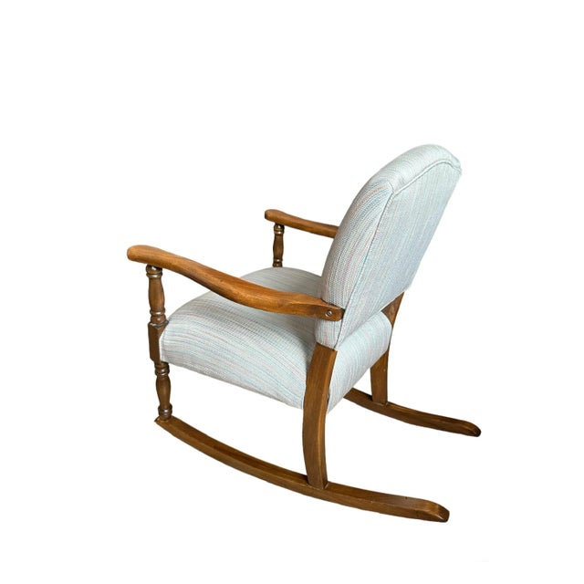 Vintage Children’s Upholstered Wood Rocking Chair | Chairish