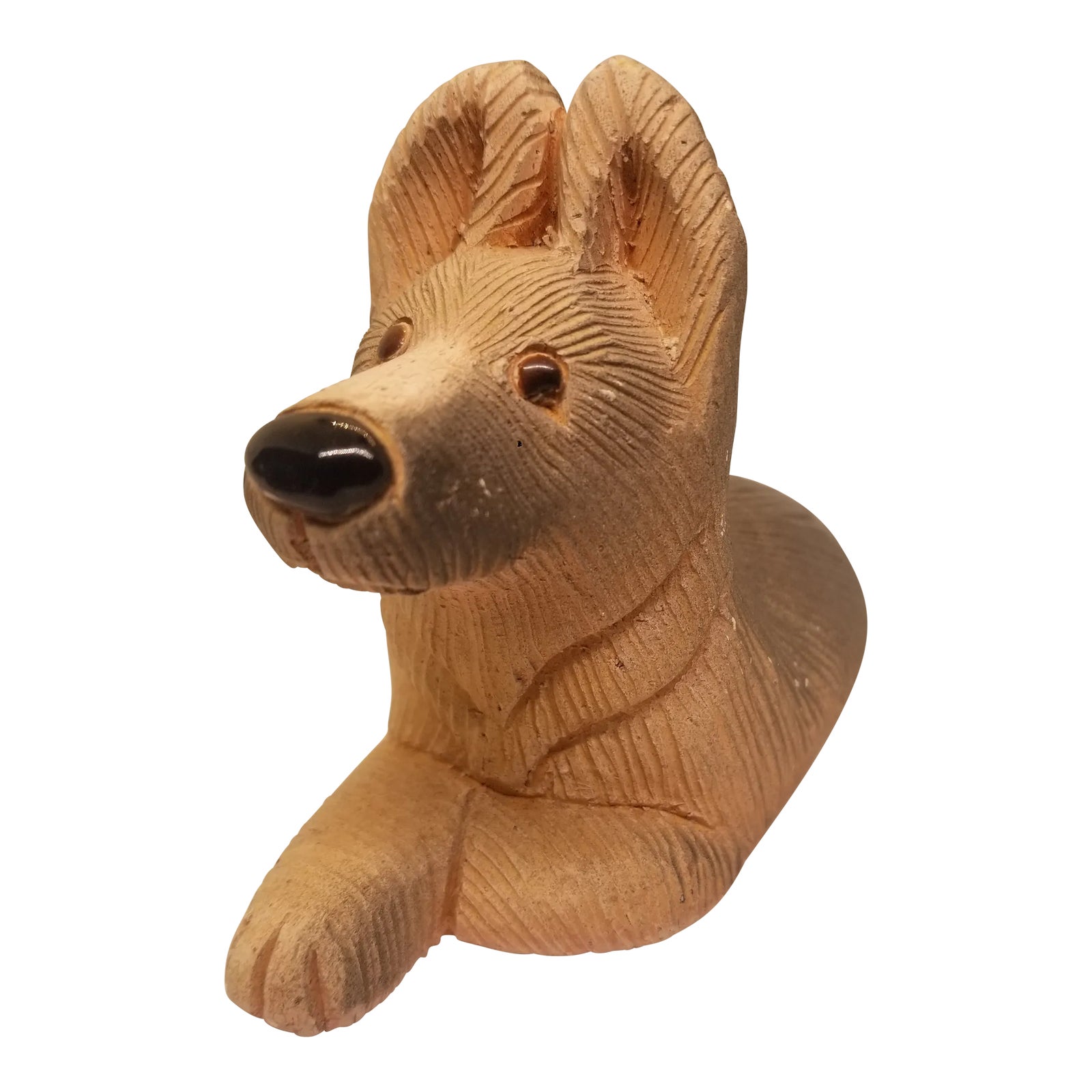 Vintage Clay German Shepherd Dog Handcrafted, Brazil | Chairish