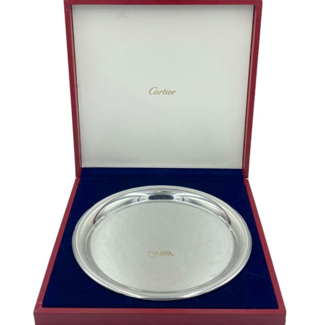 Early 21st Century Cartier Serving Cocktail Tray Silver Pewter in Box ...
