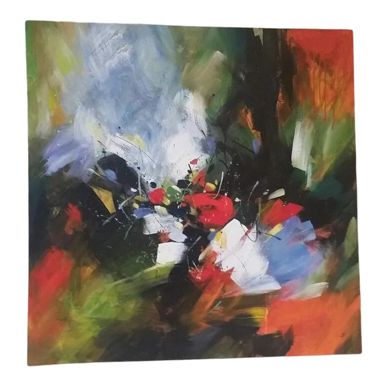 Late 20th Century Contemporary Modernist Abstract Oil Painting | Chairish