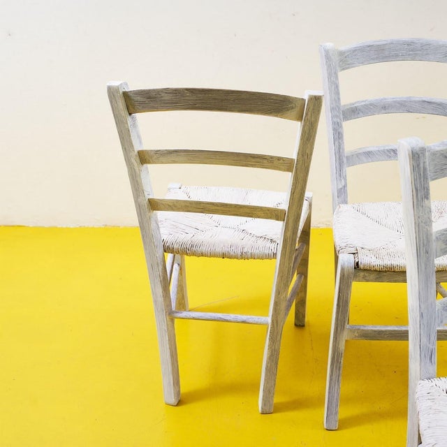 Rustic White Wooden Chairs, Set of 4 | Chairish