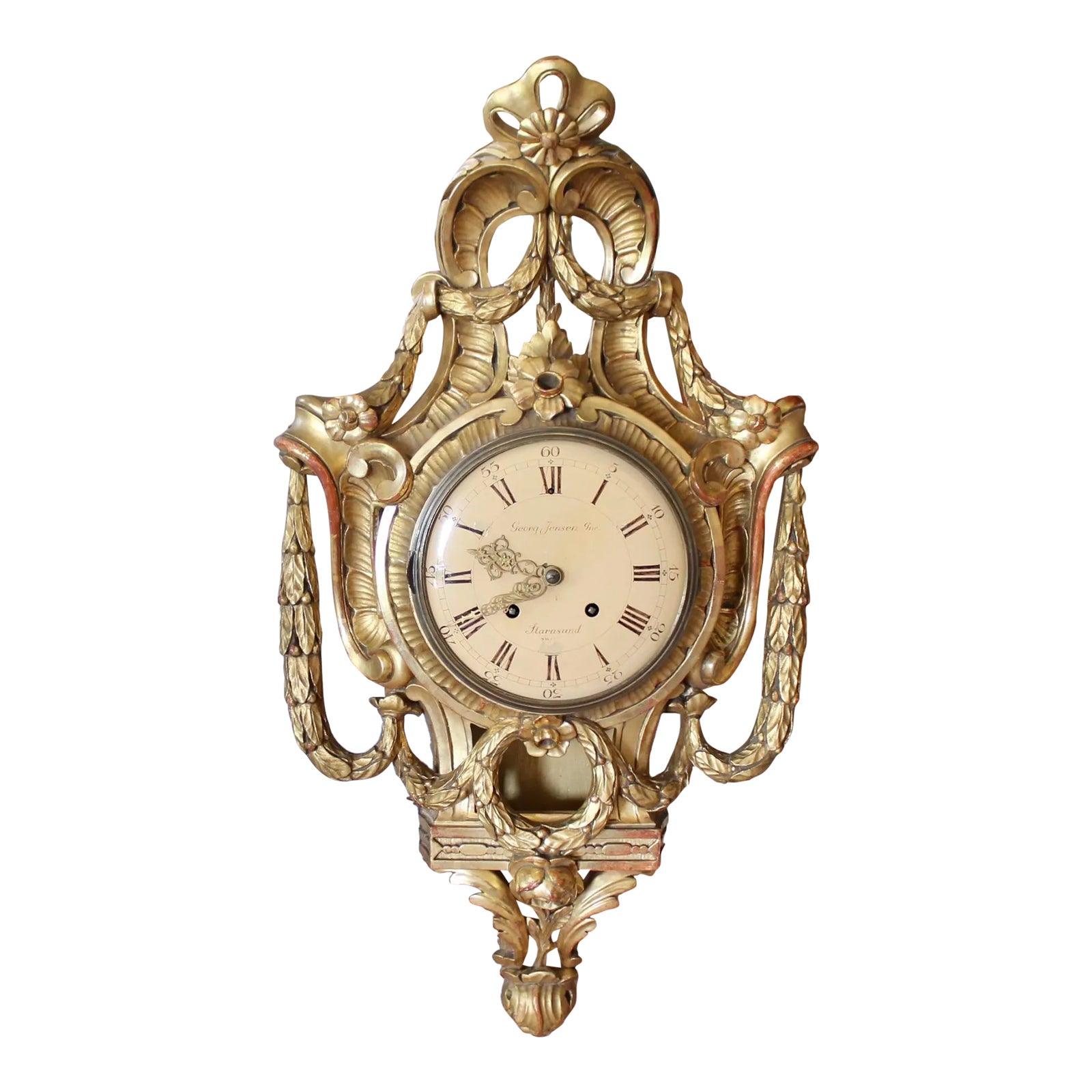 Swedish Gustavian Style Gilt Wood Cartel Clock, Georg Jensen Inc ...