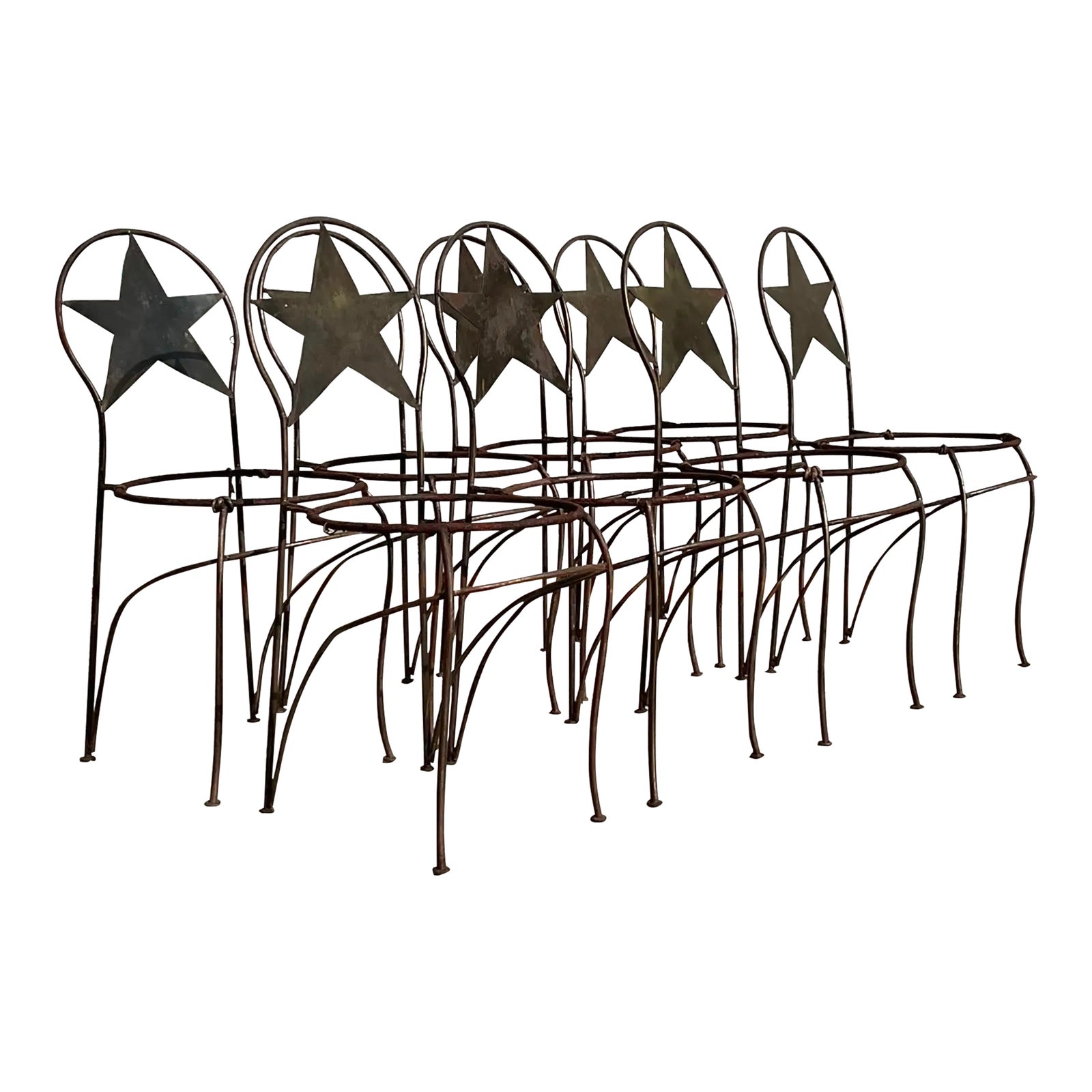 Vintage Boho Punch Cut Star Iron Dining Chairs - Set of 8 | Chairish