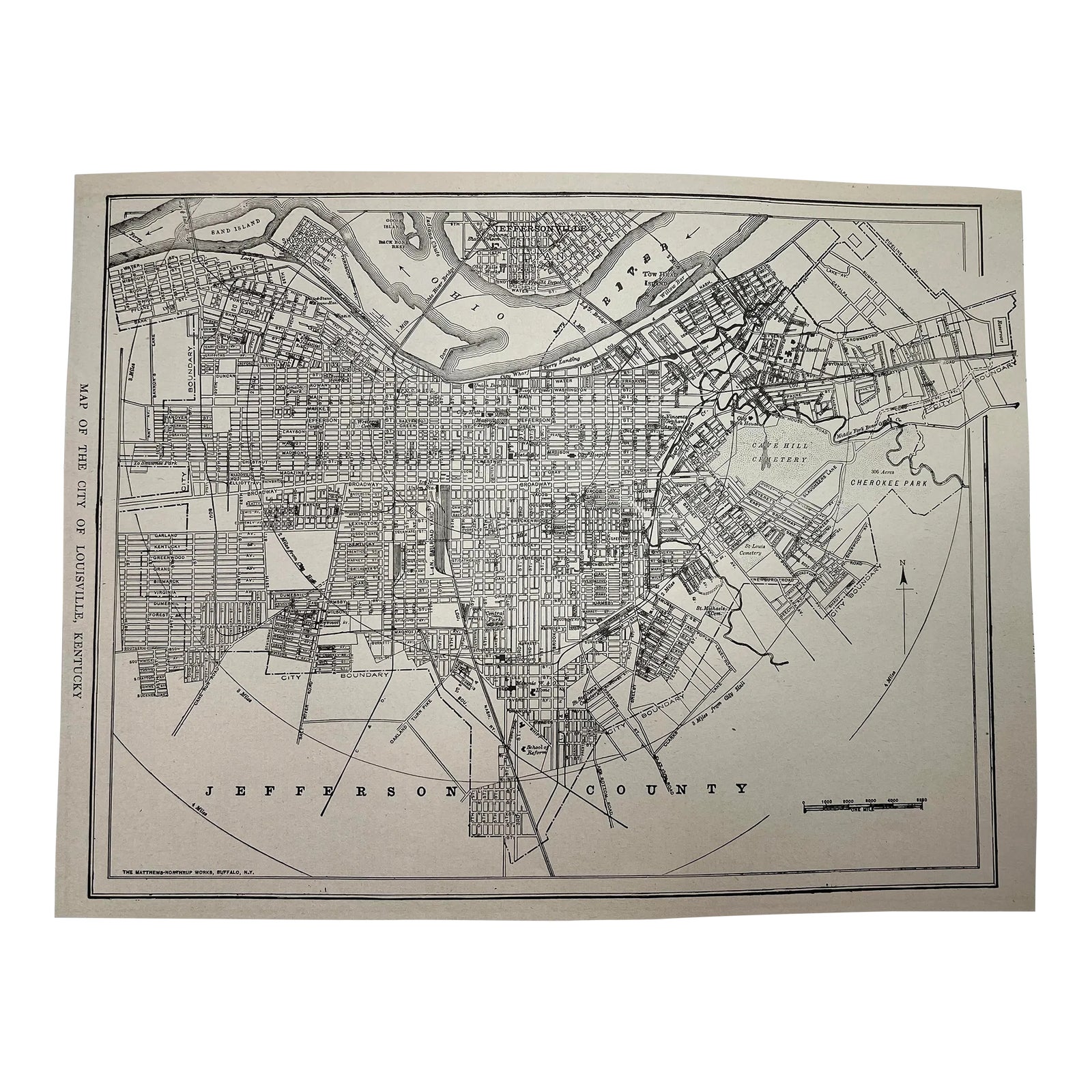 Antique 1920s Louisville Kentucky City Map | Chairish
