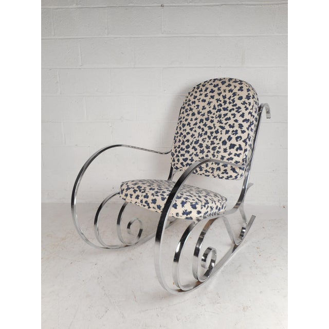 Vintage Modern French Rocking Chair with a Chrome Base | Chairish