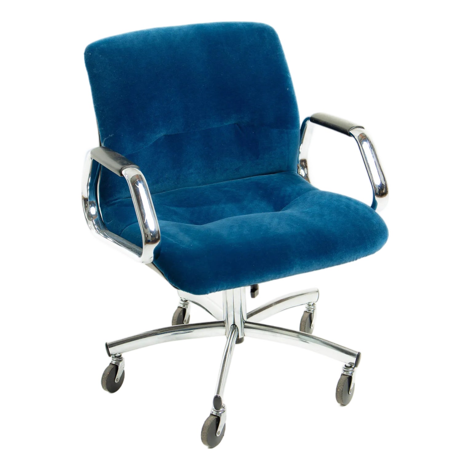 1970s Charles Pollock Style Steelcase Chrome Swivel Rolling Office ...
