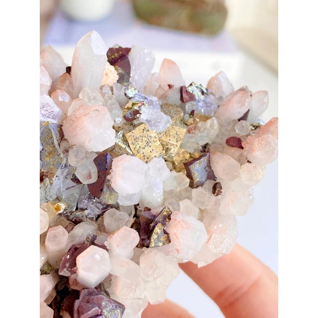 Red Hematite Quartz Pyrite Gold Chalcopyrite Crystal Cluster Display ...