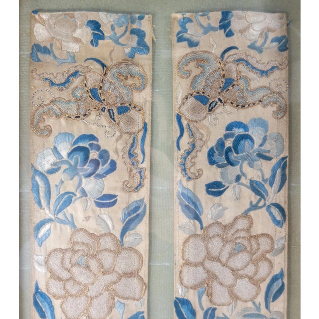 19th or 20th Century Chinese Silk Embroidered Textiles in Shadow Box ...