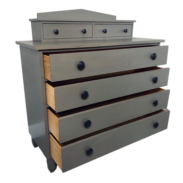 Vintage Lane Dresser Chest of 6 Drawers Painted Greige Gray & Black ...