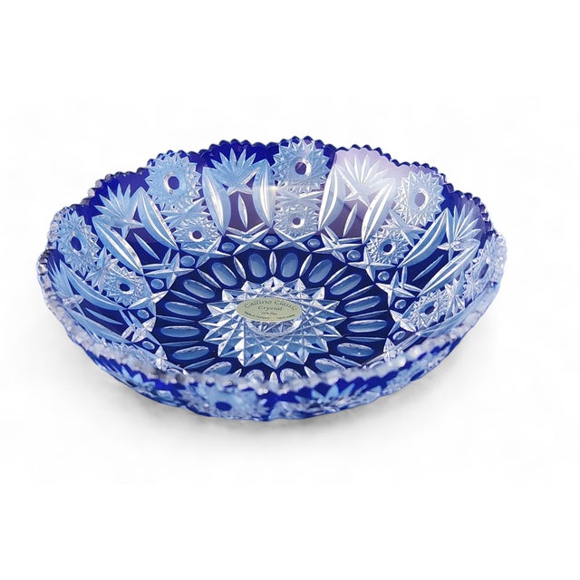 Very Fine Hungarian Cobalt Blue & Clear Cut Crystal Glass Bowl by ...